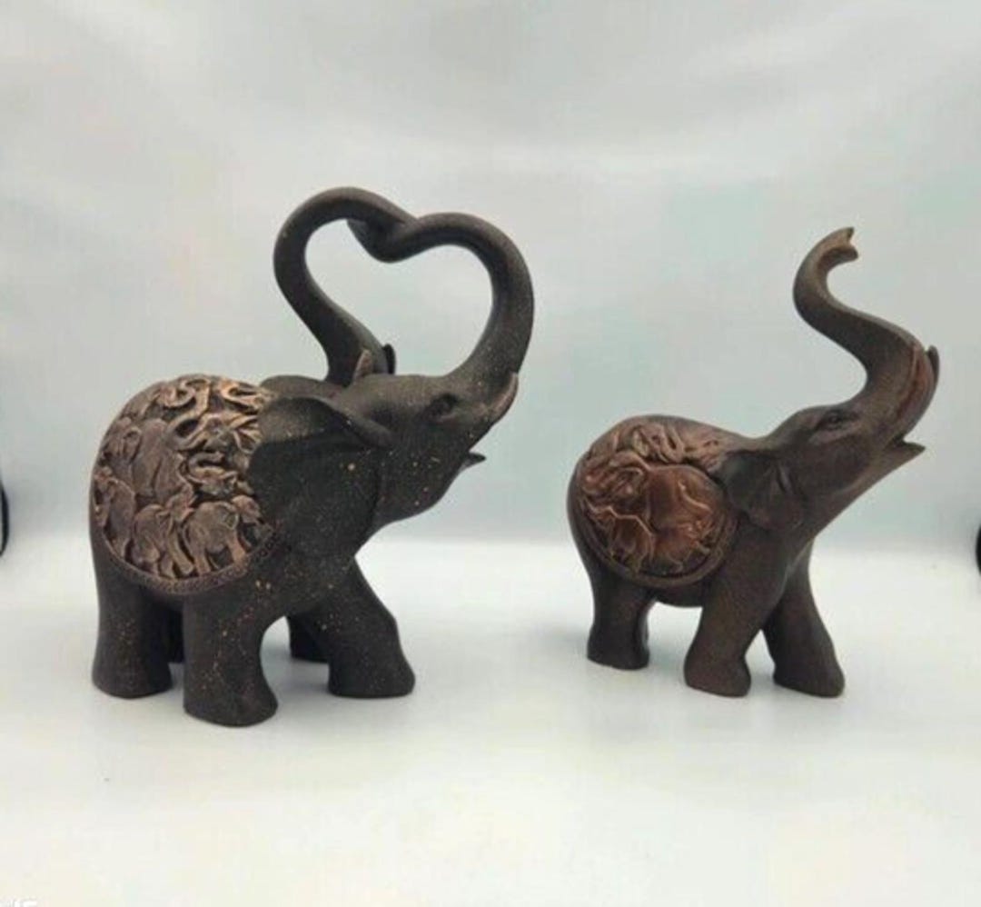 Juliana Resin Elephants With Trunk Raised, Figurines, Two + One. Very ...