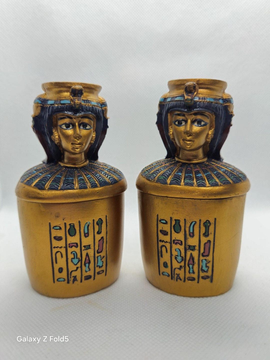 Vintage Set of Two Ancient Style Egyptian Canopic Jars, Trinket Boxes ...