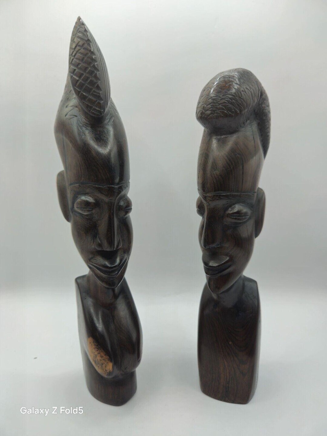 Vintage African Handcarved Ebony Wood Male and Female Bust Statues - Etsy