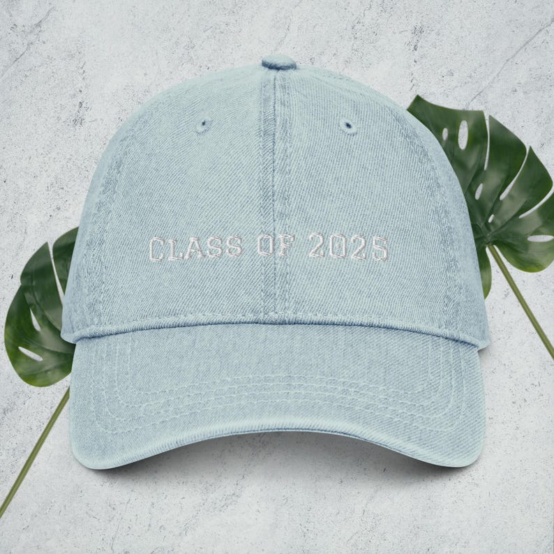 Graduation Hat Class of 2025 – Light Blue Denim Cap With White ...