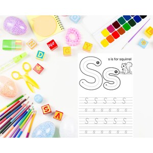 Alphabet Tracing Page Worksheet With Cute Animals Montessori ...