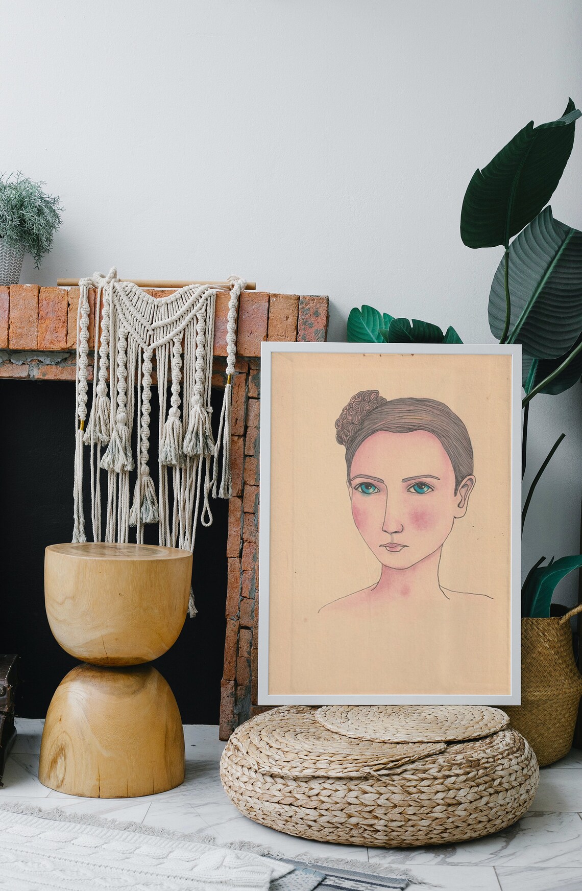 French Woman Portrait Art Print. Quirky yet Minimalist Art for Your ...