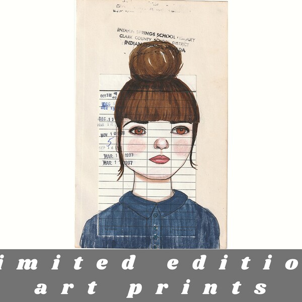 Original Portrait Art Handmade Portrait of a Woman With Brown Hair on ...
