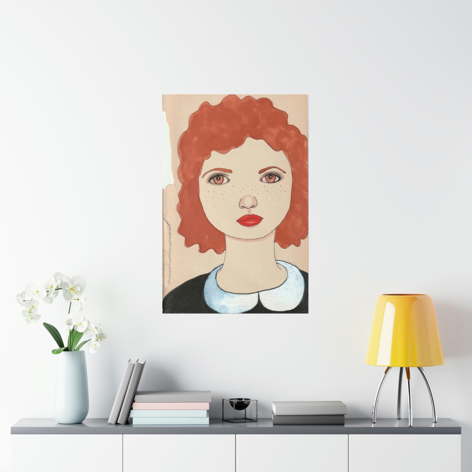 Limited Edition Art Print of a Redheaded Girl With Freckles. Preppy ...