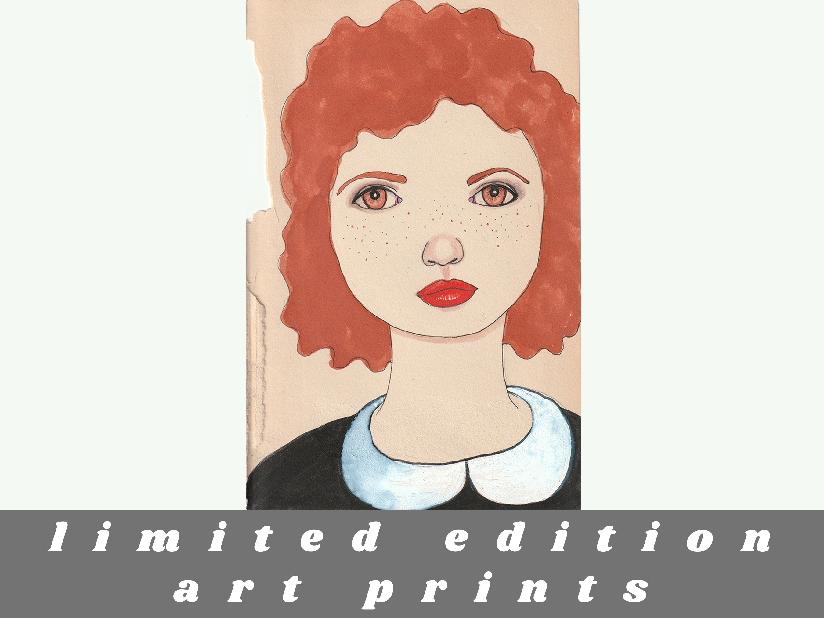 Limited Edition Art Print of a Redheaded Girl With Freckles. Preppy ...