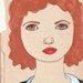 Redhead With Freckles Portrait Art of a Girl on Vintage Book Page ...