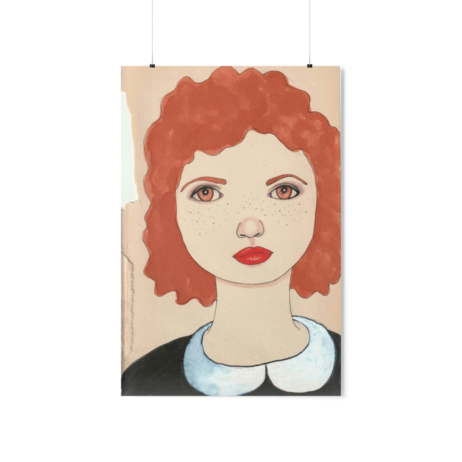Limited Edition Art Print of a Redheaded Girl With Freckles. Preppy ...