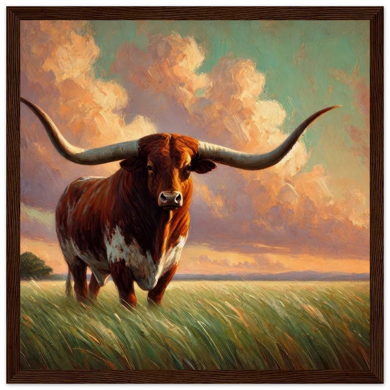 Proud Texas Longhorn at Sunset - Etsy