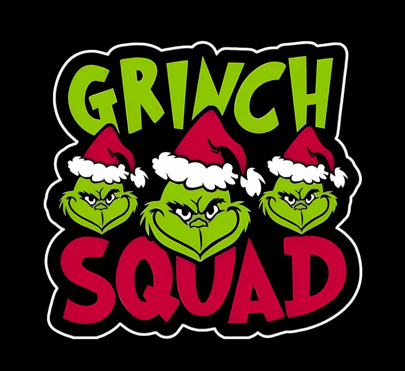Grinch Squadoutlined in White Digital Print - Etsy