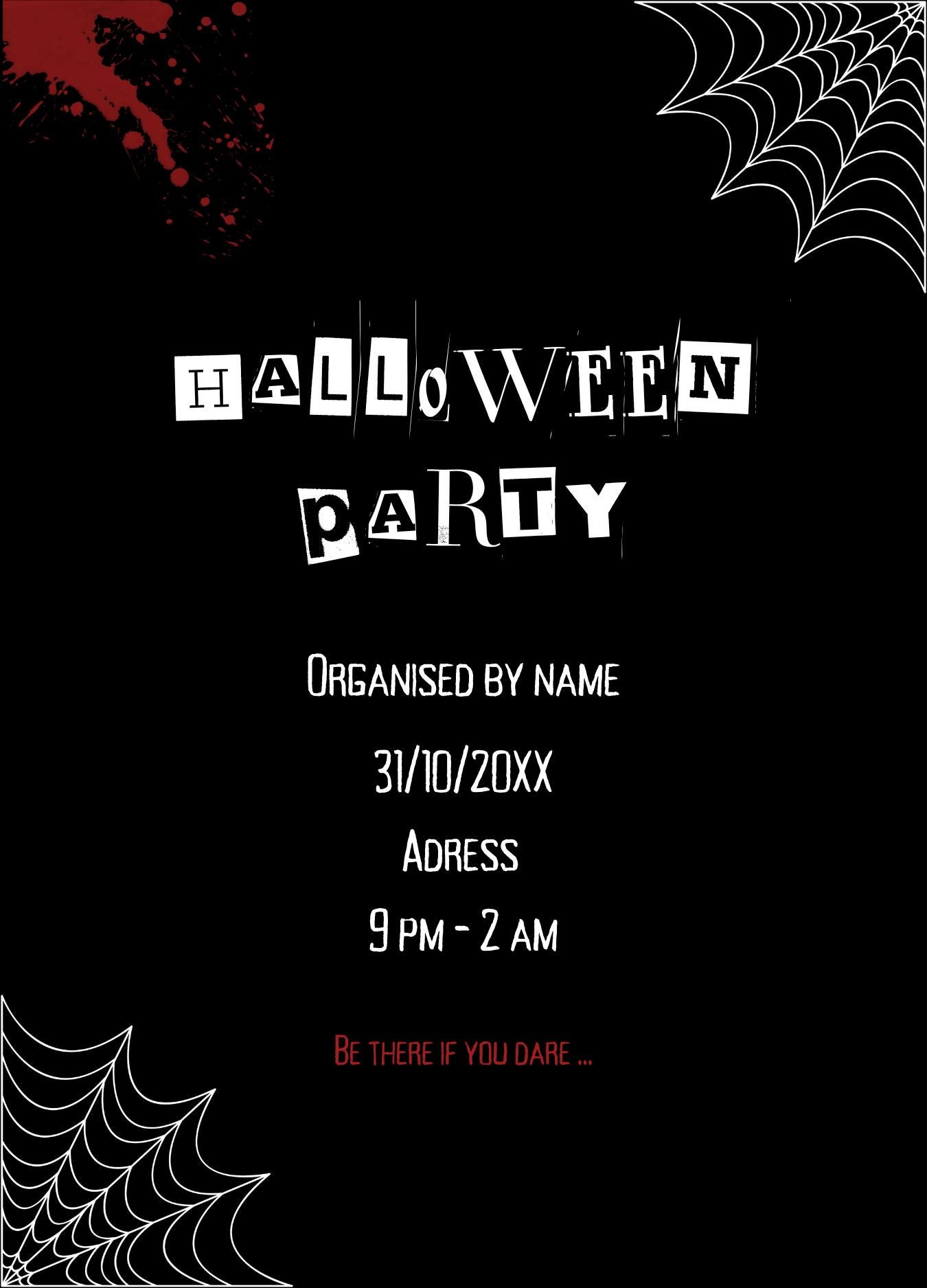 Scary Halloween Invite Template - Etsy