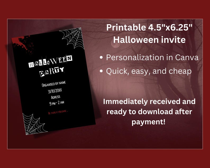Scary Halloween Invite Template - Etsy