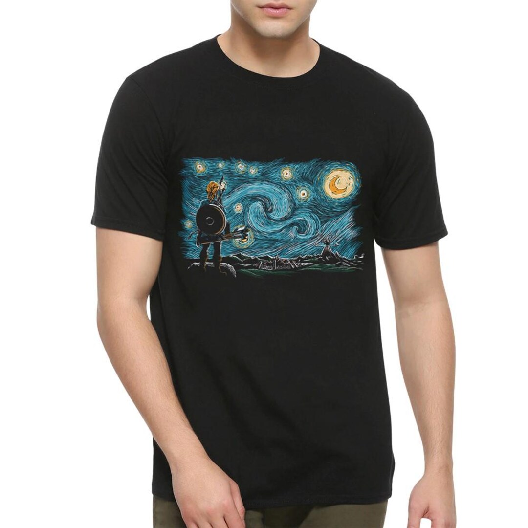 The Legend of Zelda Starry Night T-shirt, Vincent Van Gogh Shirt, Men's ...