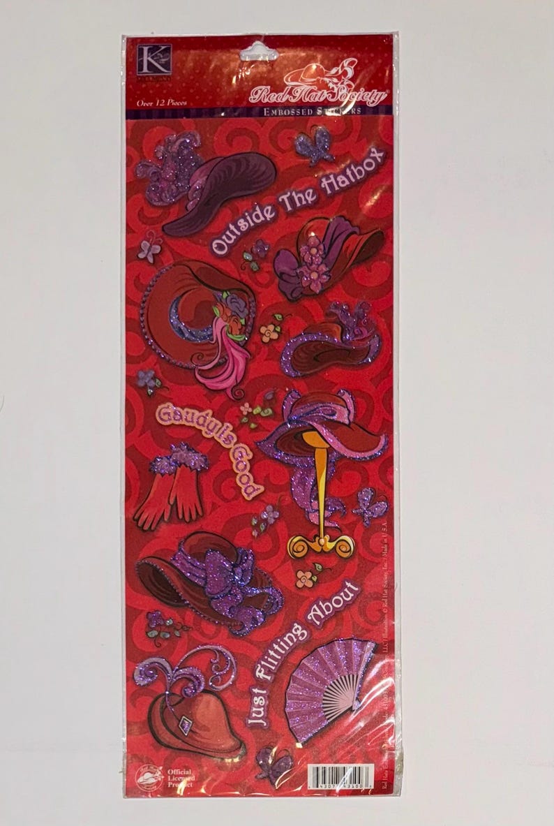 Vintage 1990s - 2000s Red Hat Society’s Embossed Stickers NOS (new Old ...
