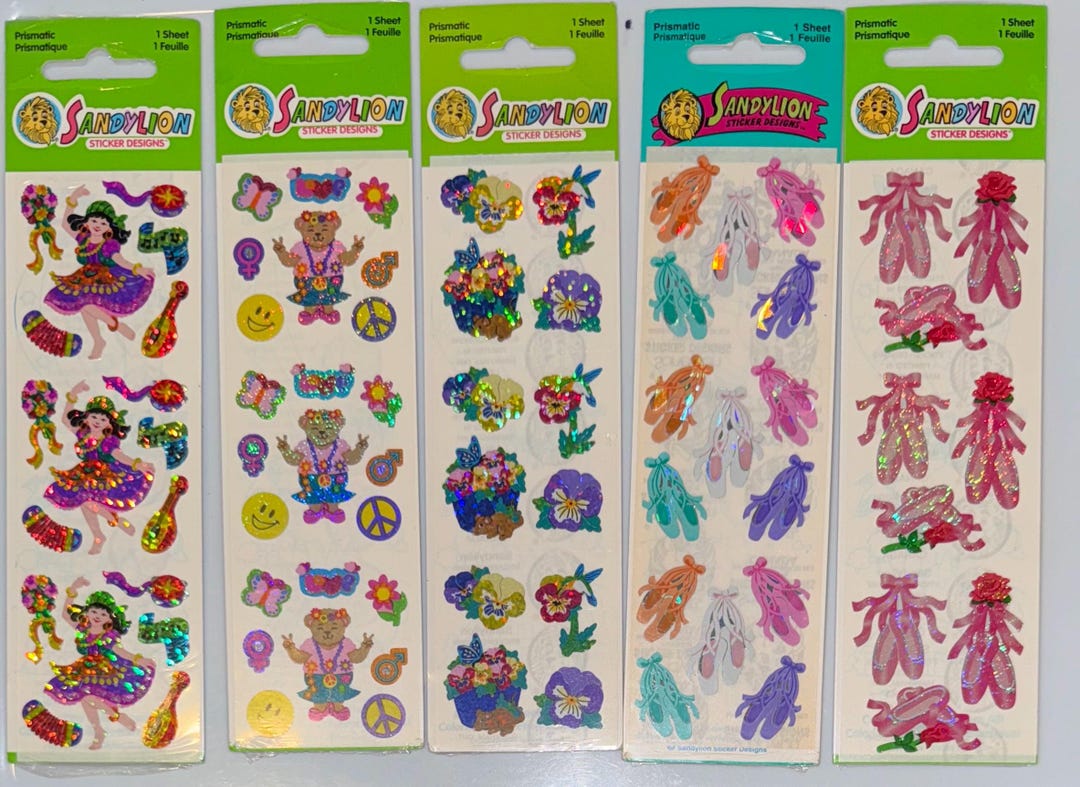 Vintage Sandylion 80s-90s Stickers Strip Prismatic NOS new Old Stock ...