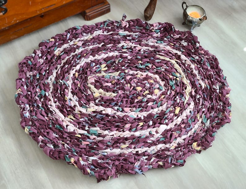 Purple Loosestrife Rag Rug Handmade Cottagecore Shabby Rustic Doormat ...