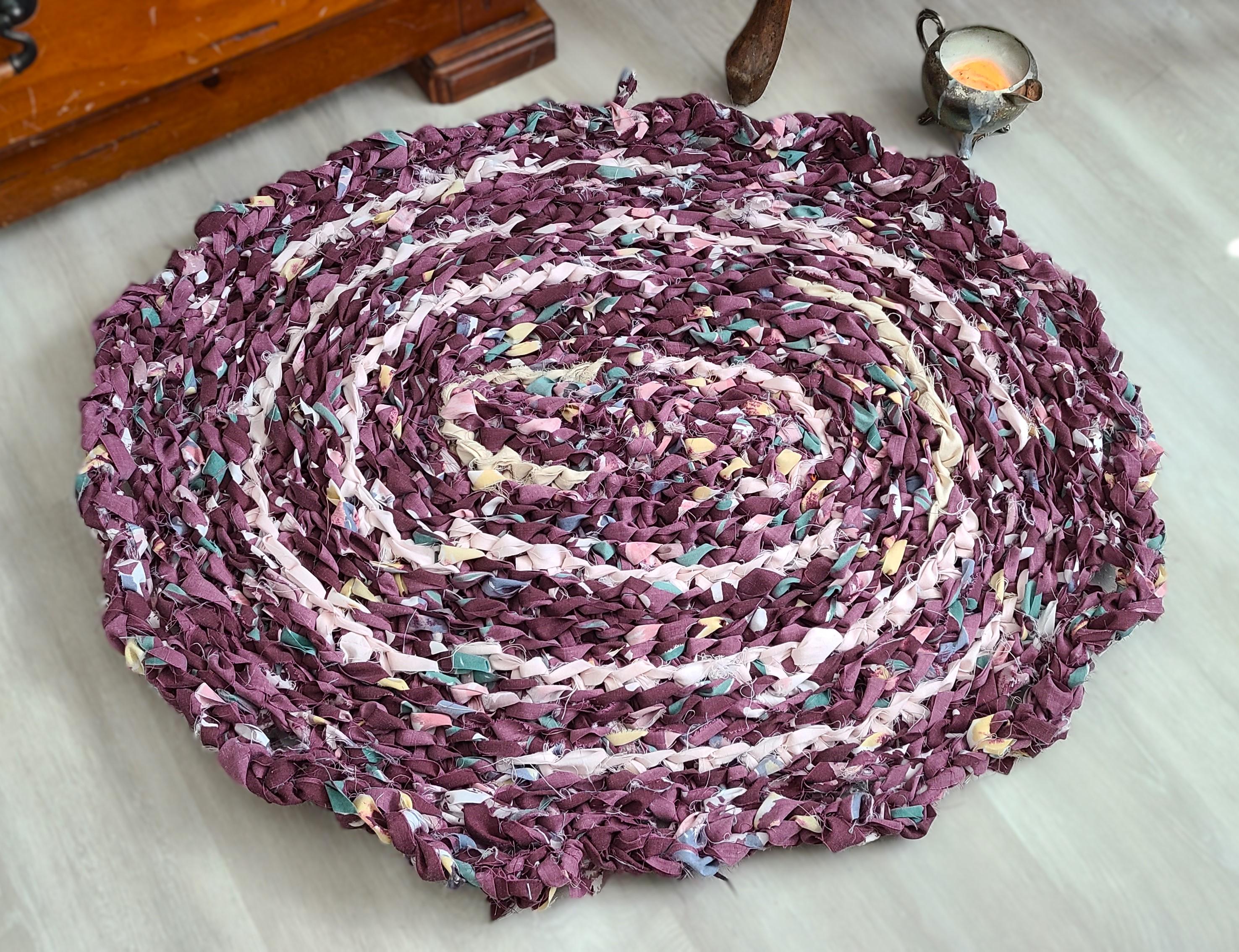 Purple Loosestrife Rag Rug Handmade Cottagecore Shabby Rustic Doormat ...