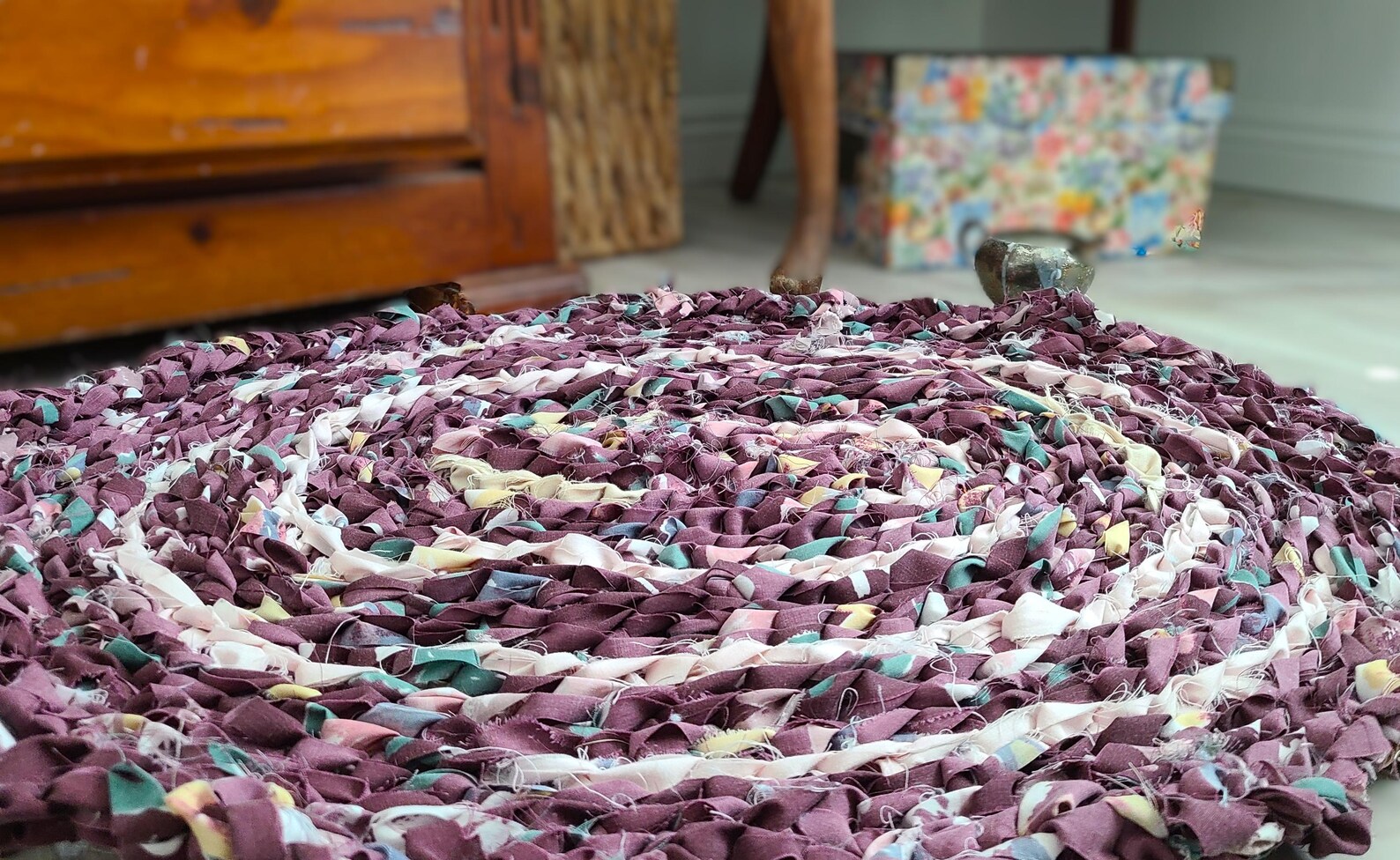 Purple Loosestrife Rag Rug Handmade Cottagecore Shabby Rustic Doormat ...