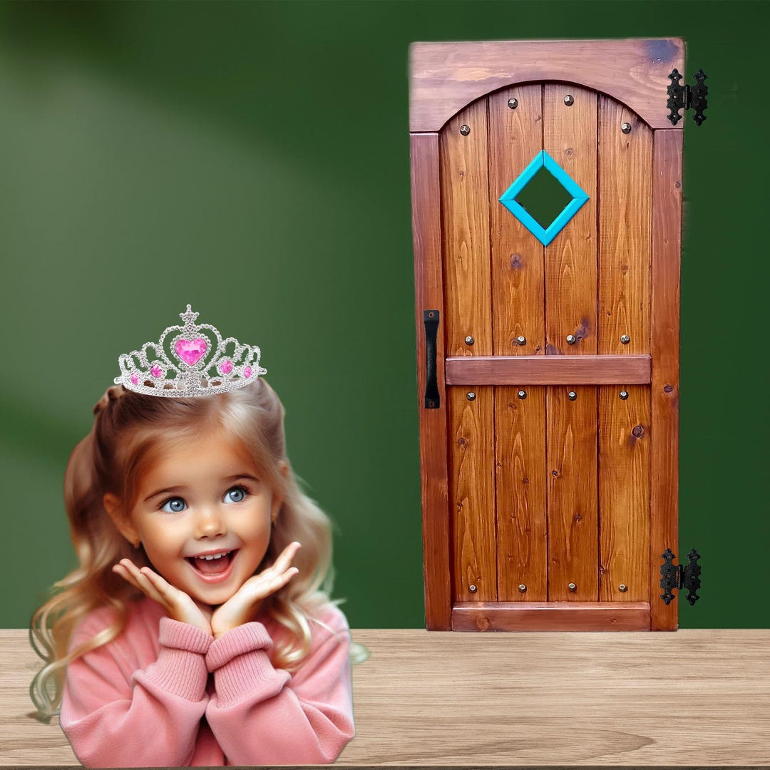 Wooden Doors for Kids,43,5x98cm, Playhouse, Rustic Design, Blue Window ...