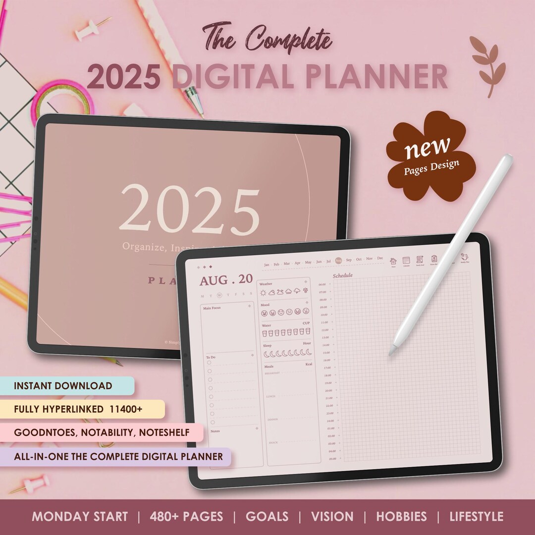 2025 Digital Planner, 2025 Landscape Planner, Goodnotes Planner ...