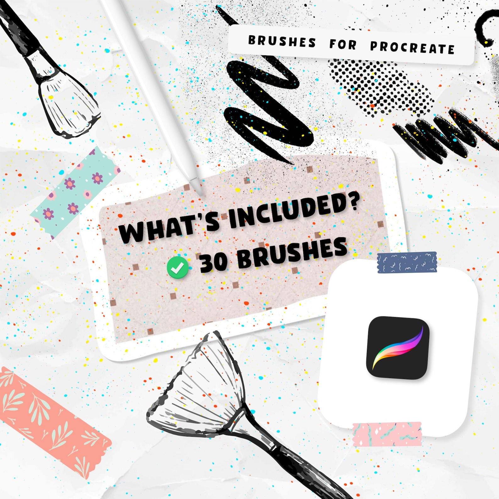 30 Dry Ink Procreate Brushes, Charcoal Pen Line, Sign Pen Maker Ink ...