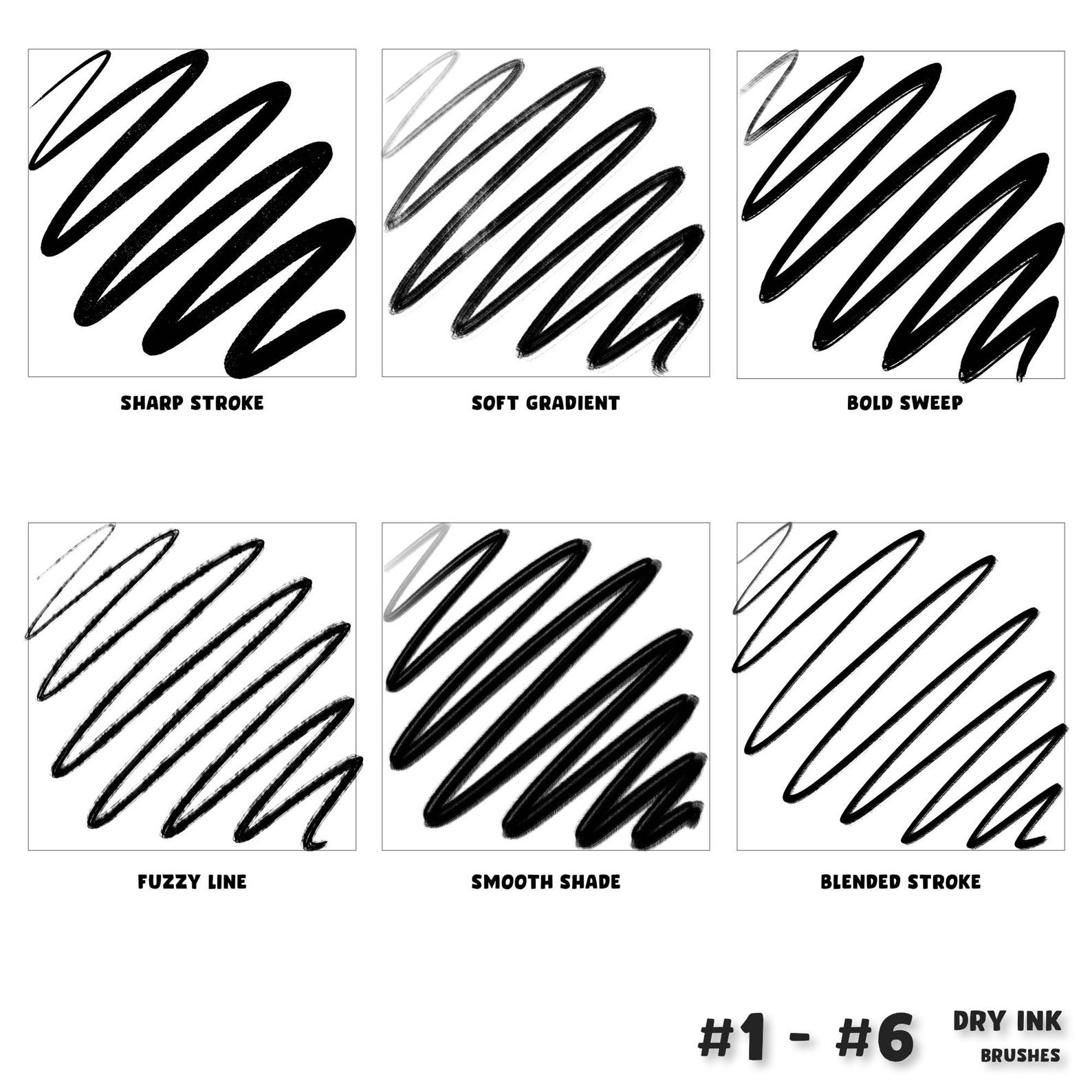 30 Dry Ink Procreate Brushes, Charcoal Pen Line, Sign Pen Maker Ink ...