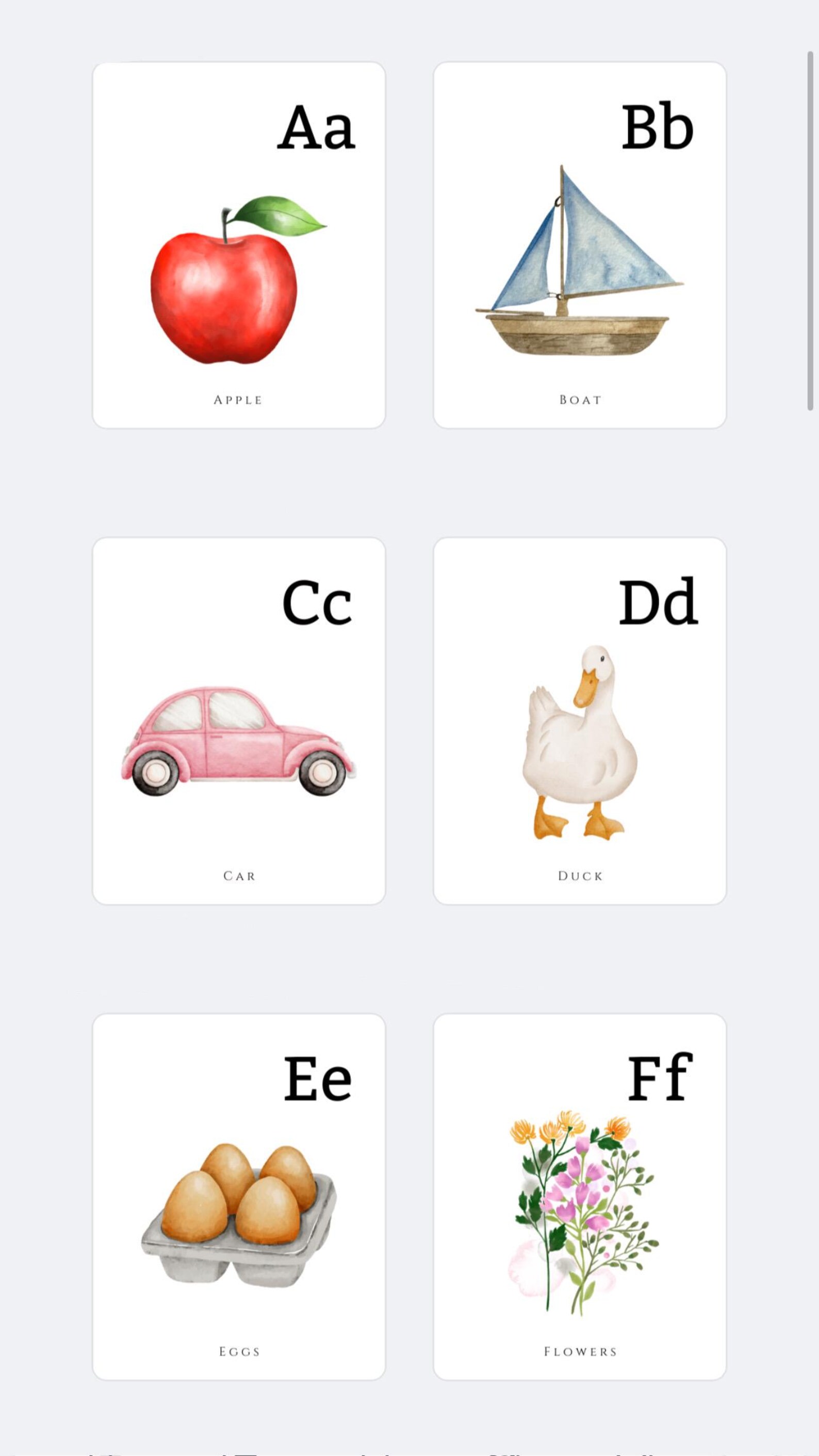 Alphabet Flash Cards 3”x5”, Set of 26 Digital Downloads - Etsy