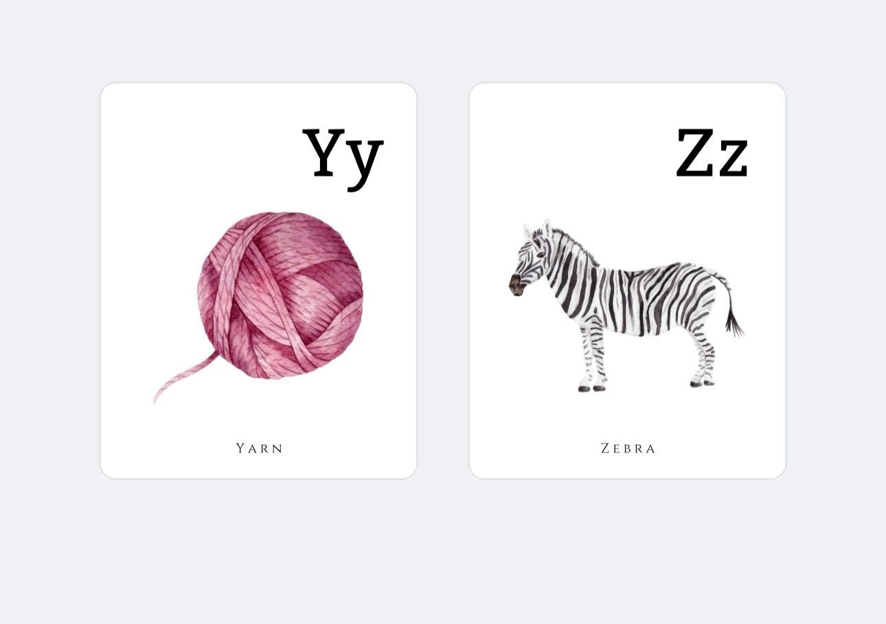 Alphabet Flash Cards 3”x5”, Set of 26 Digital Downloads - Etsy