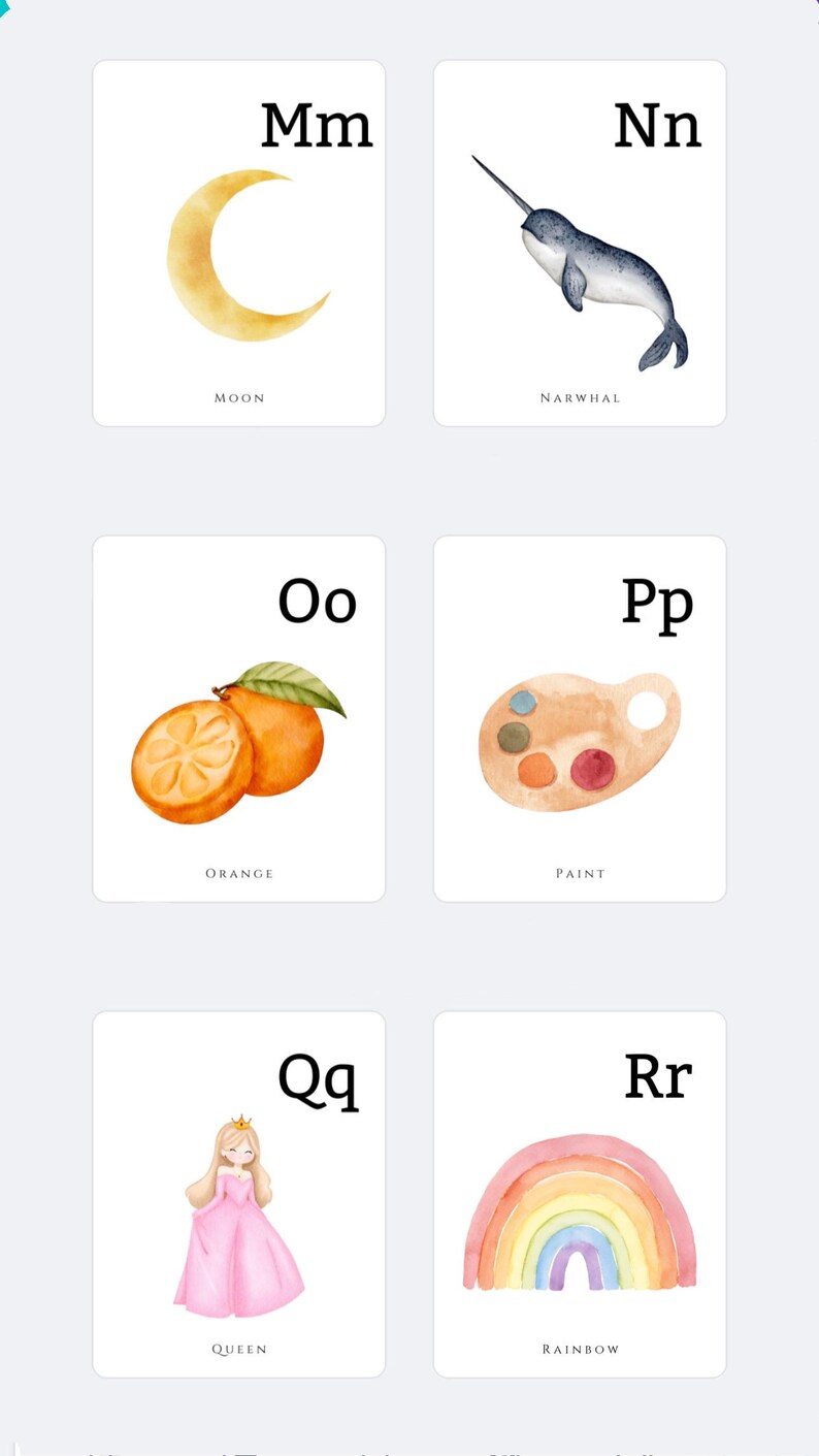 Alphabet Flash Cards 3”x5”, Set of 26 Digital Downloads - Etsy