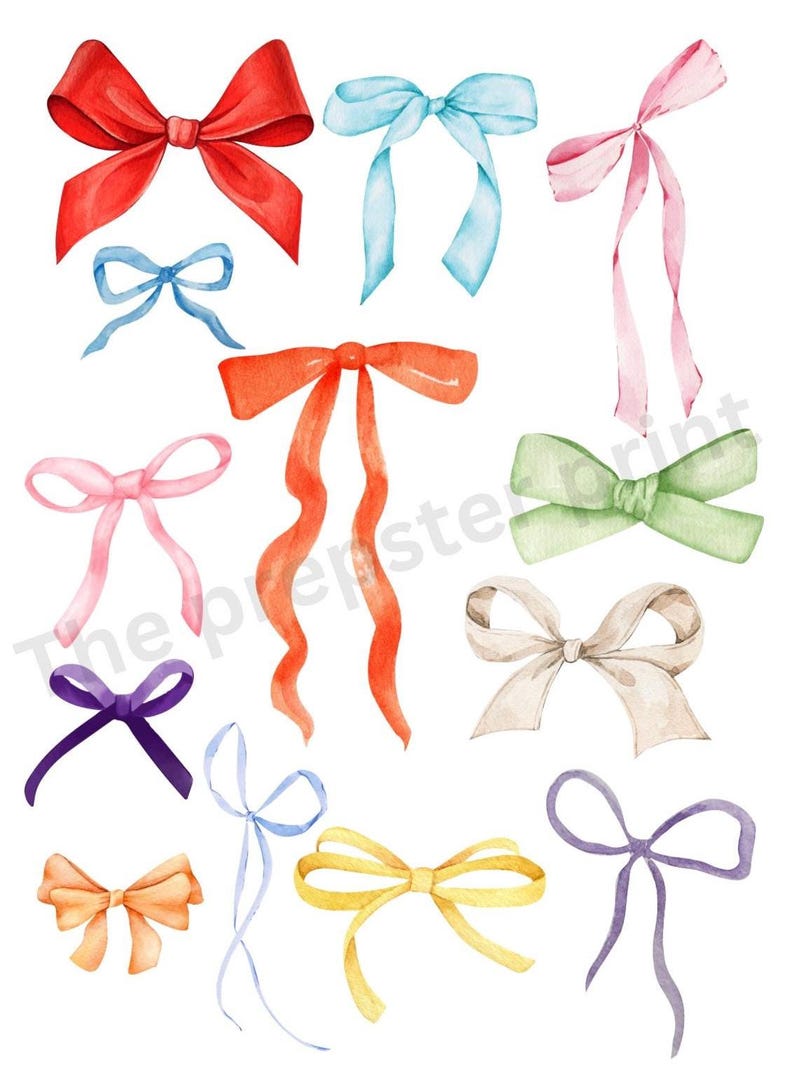 Watercolor Bows, Multiple Colors. Digital Download - Etsy