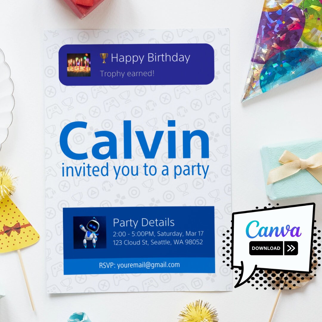 Playstation Birthday, Video Game Birthday Invitation, Playstation PS5 ...