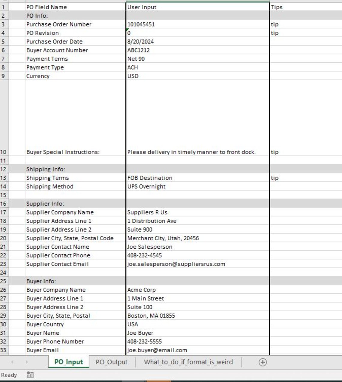 Automated | Purchase Order Template Excel | Sample PO Format ...