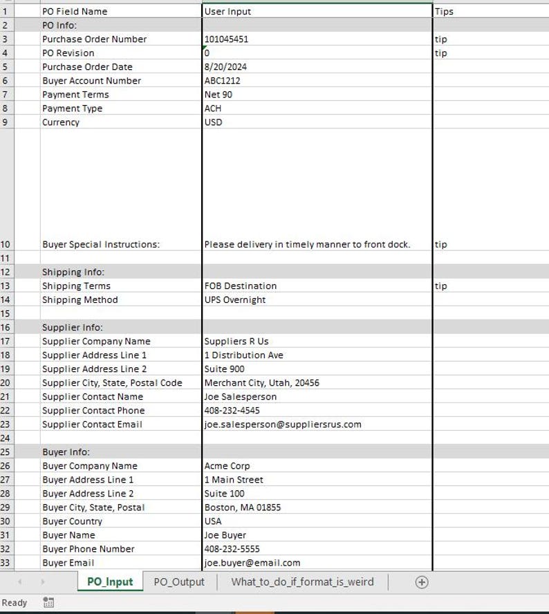 Automated | Purchase Order Template Excel | Sample PO Format ...