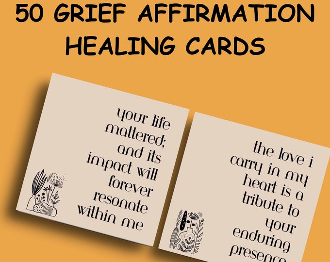 Grief Affirmation Cards, Printable Therapy Cards With Grief Quotes ...