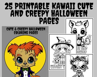 Kawaii Halloween Coloring Page Bundle,kid Halloween Party Favor ...