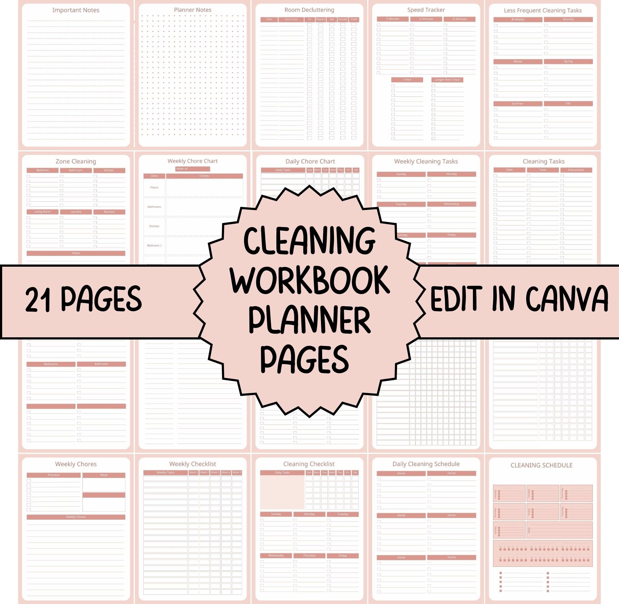 Editable Cleaning Schedule Workbook Template Printable Planner Master ...