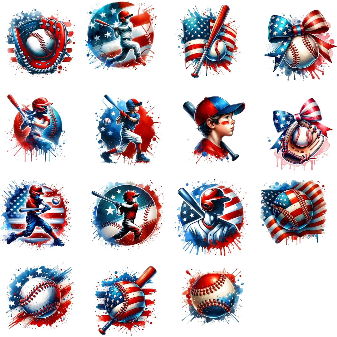 Baseball Clipart Bundle Fourth of July Baseball in a Glove Baseball 4th ...
