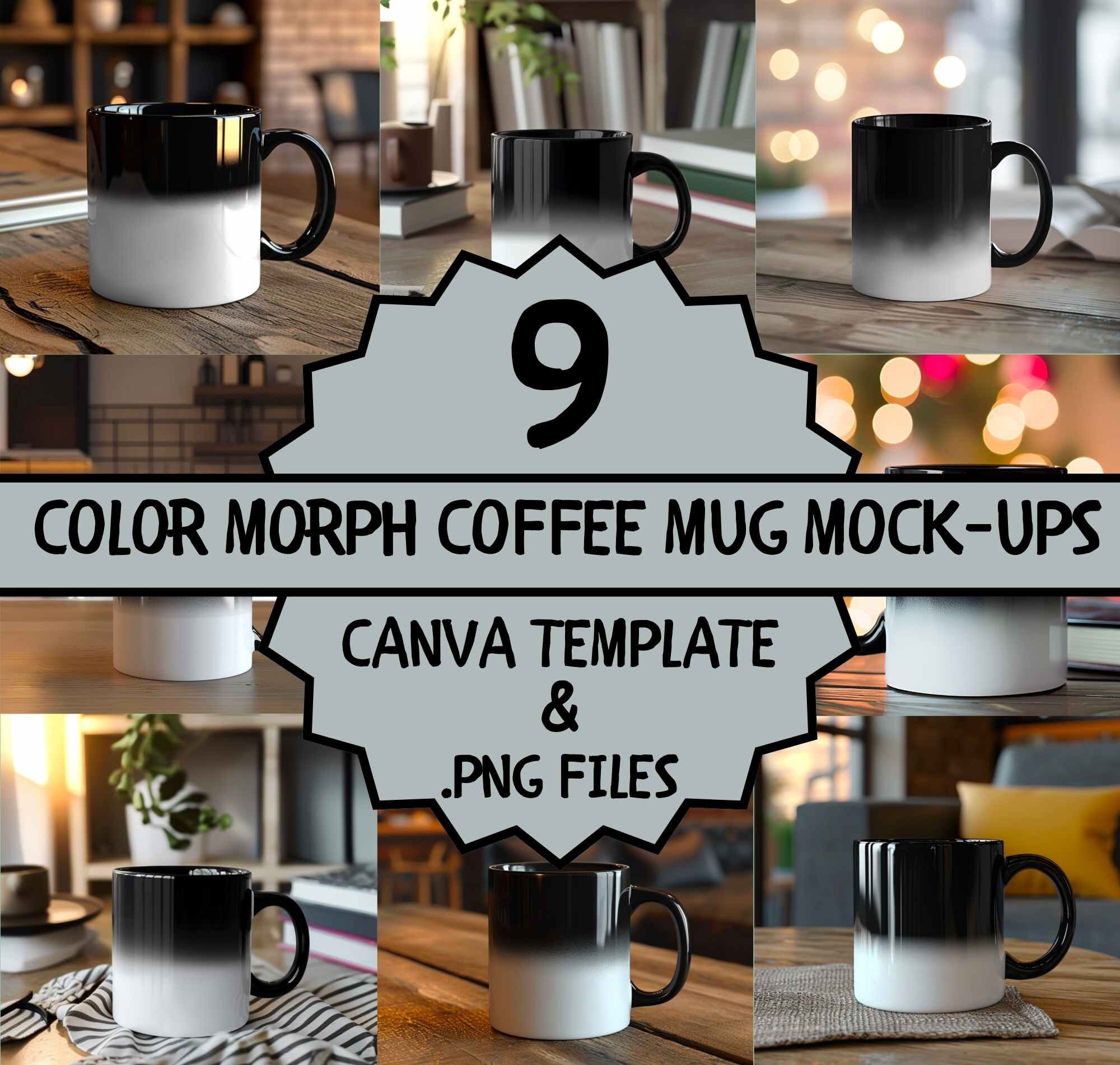 Color Morph Mug Mockup 9 BUNDLE Canva Template Color Change Coffee Cup ...