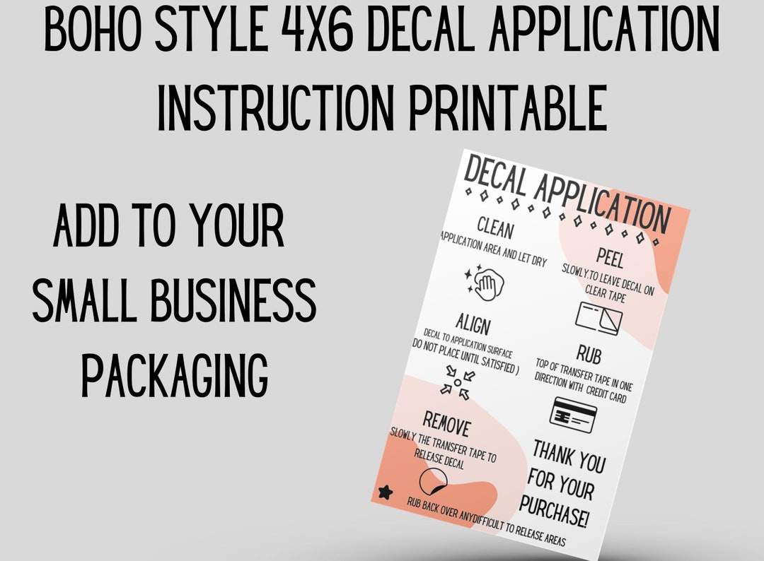 Small Business Supplies,vinyl Decal Application Card,small Biz Boho Neutral Packaging Insert ...