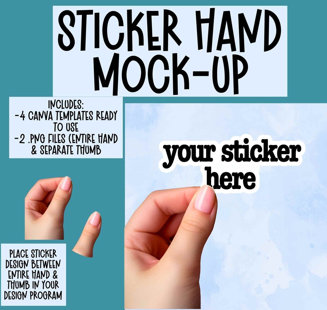 Sticker Hand Mockup Canva Template, Photoshop Mockup,decal Mock Hand ...