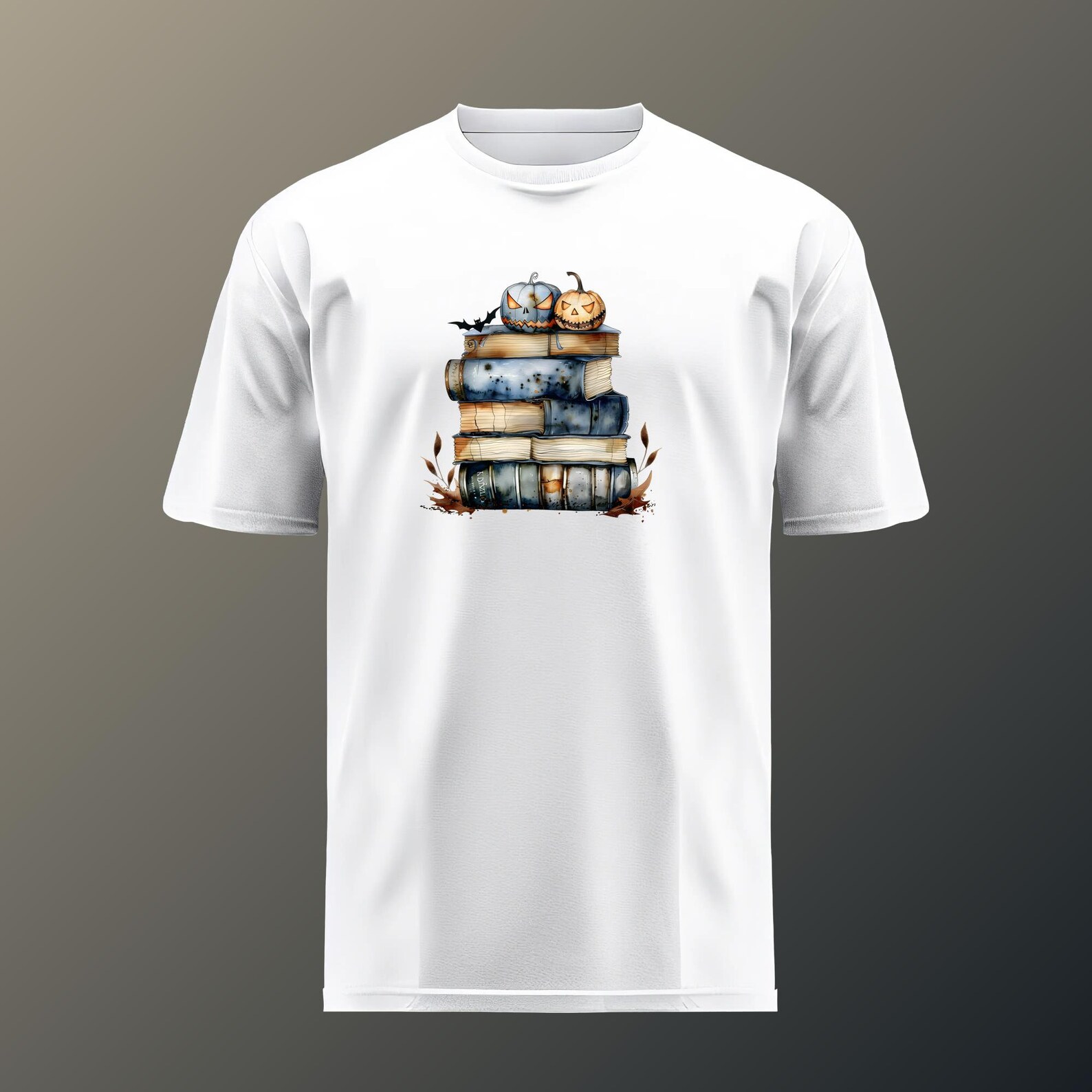 Watercolor Creepy Book Stack Clipart Creepy Book Sub Design Bibliophile ...