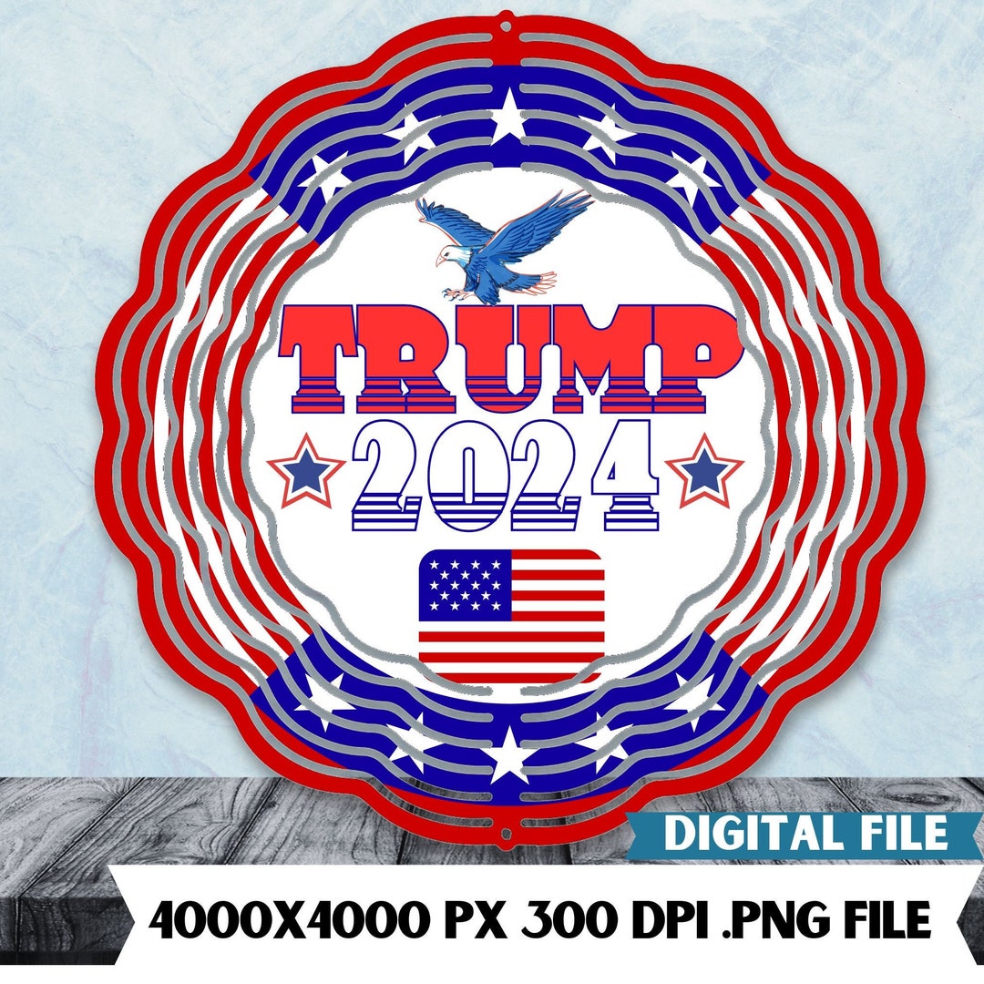 Trump 2024 Wind Spinner Png Design Patriotic USA MAGA Round Spinner ...