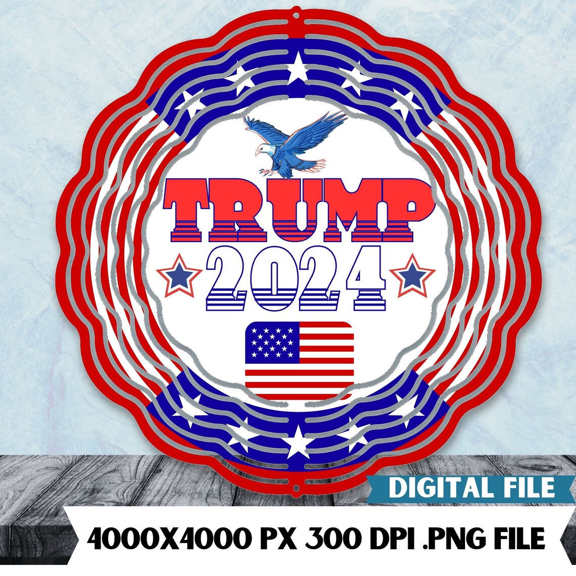 Trump 2024 Wind Spinner Png Design Patriotic USA MAGA Round Spinner ...