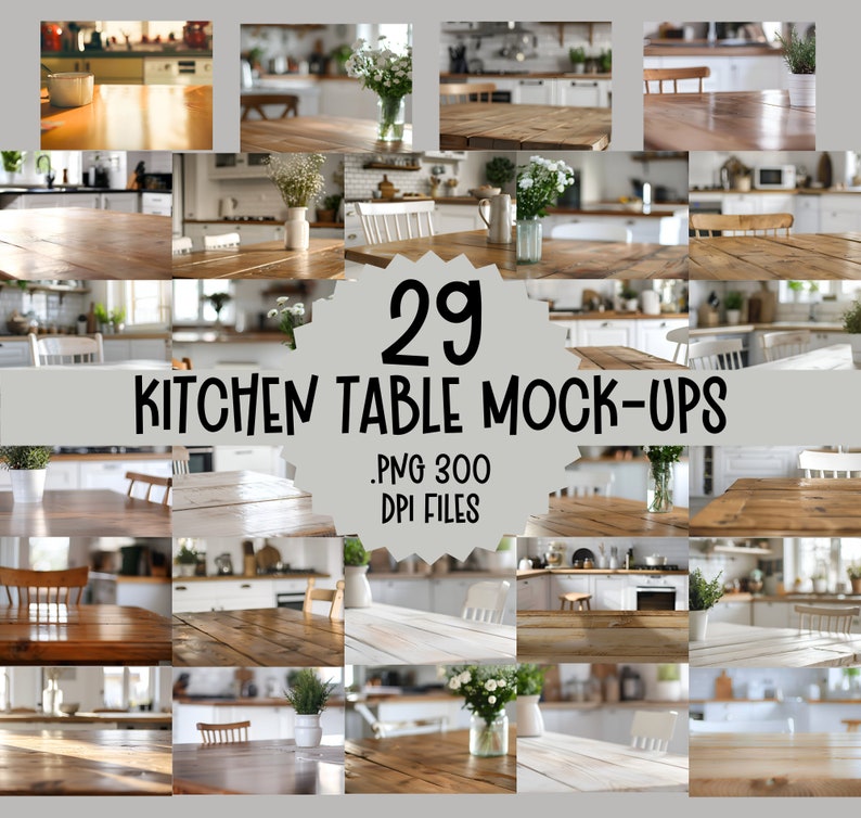 Kitchen Table Background Mock-up Mega Bundle Mockup Template Stock ...