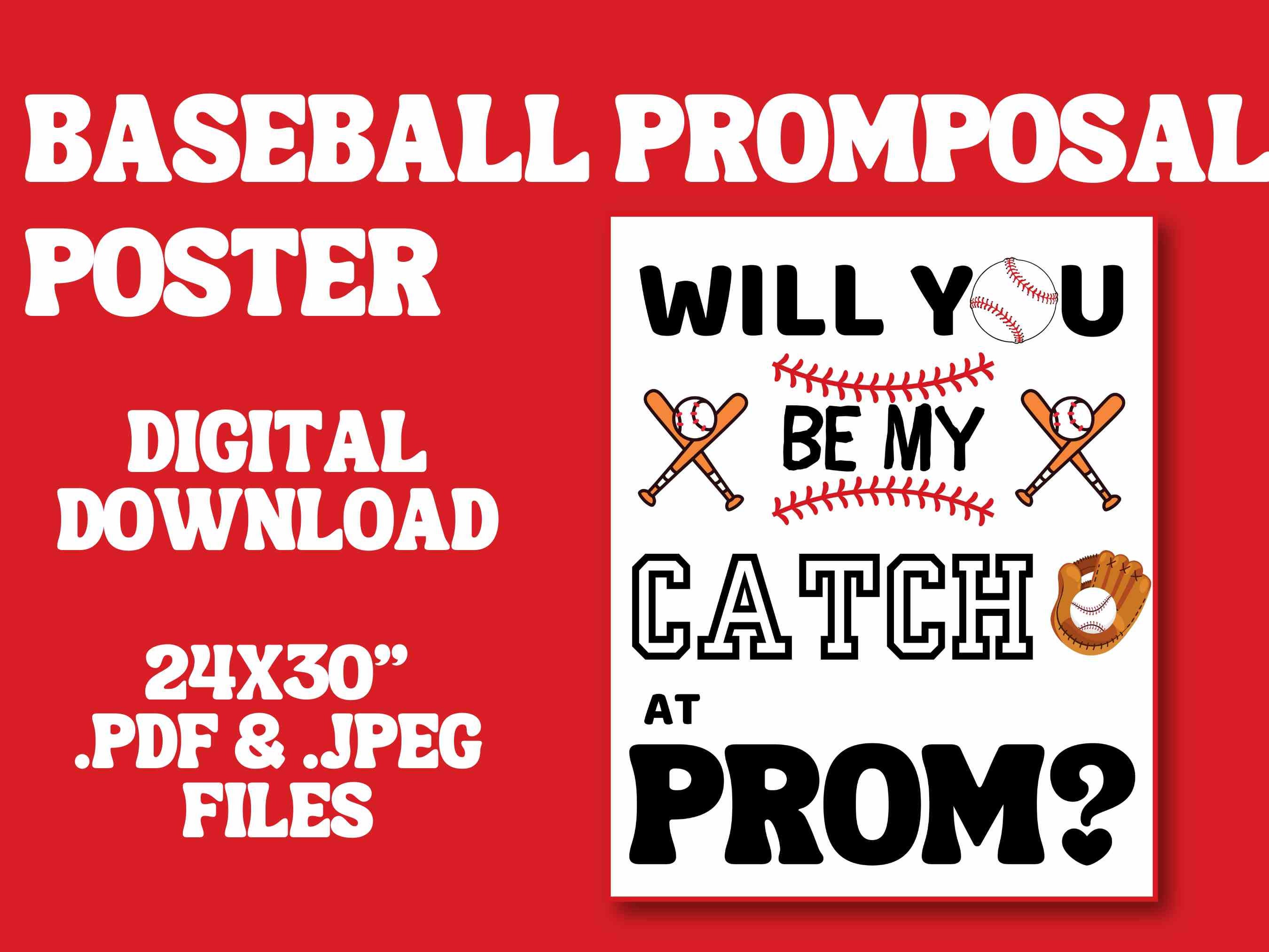 Promposal Baseball Will You Be My Catch Prom Invite Poster Sports Pun ...