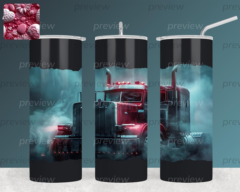 Trucker Tumbler Wrap Bundle Semi Truck Tumbler Wraps Big Rig Skinny ...