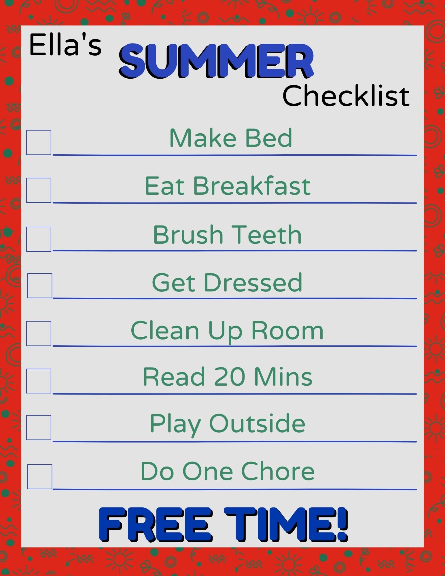 Summer Fun Kit, Editable Charts, Reading Chart, Summer Bucket List ...