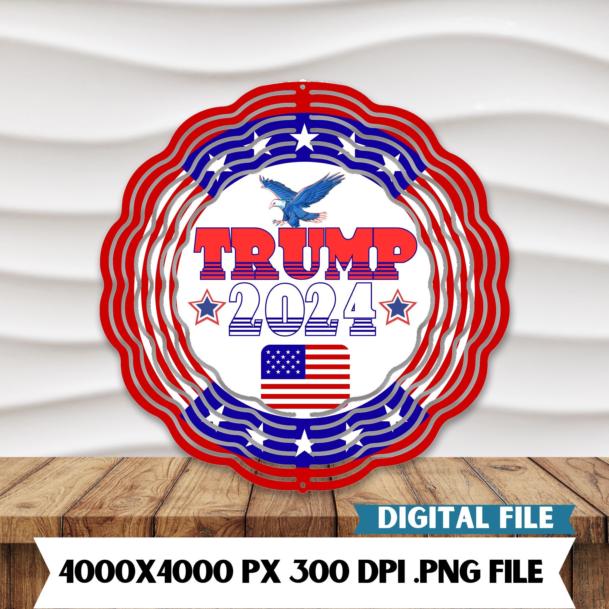 Trump 2024 Wind Spinner Png Design Patriotic USA MAGA Round Spinner ...
