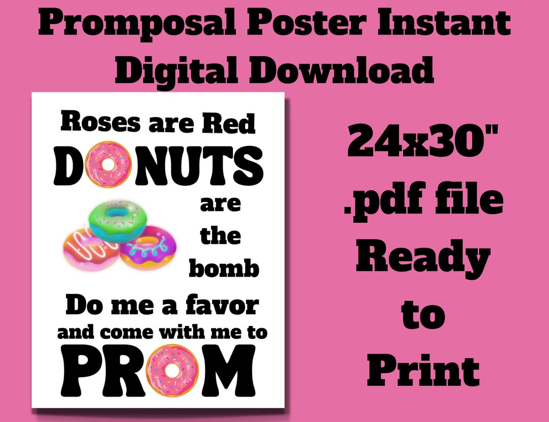 Promposal Poster DIGITAL DOWNLOAD, Donut Prom Invite, Prom Invite 2023 ...