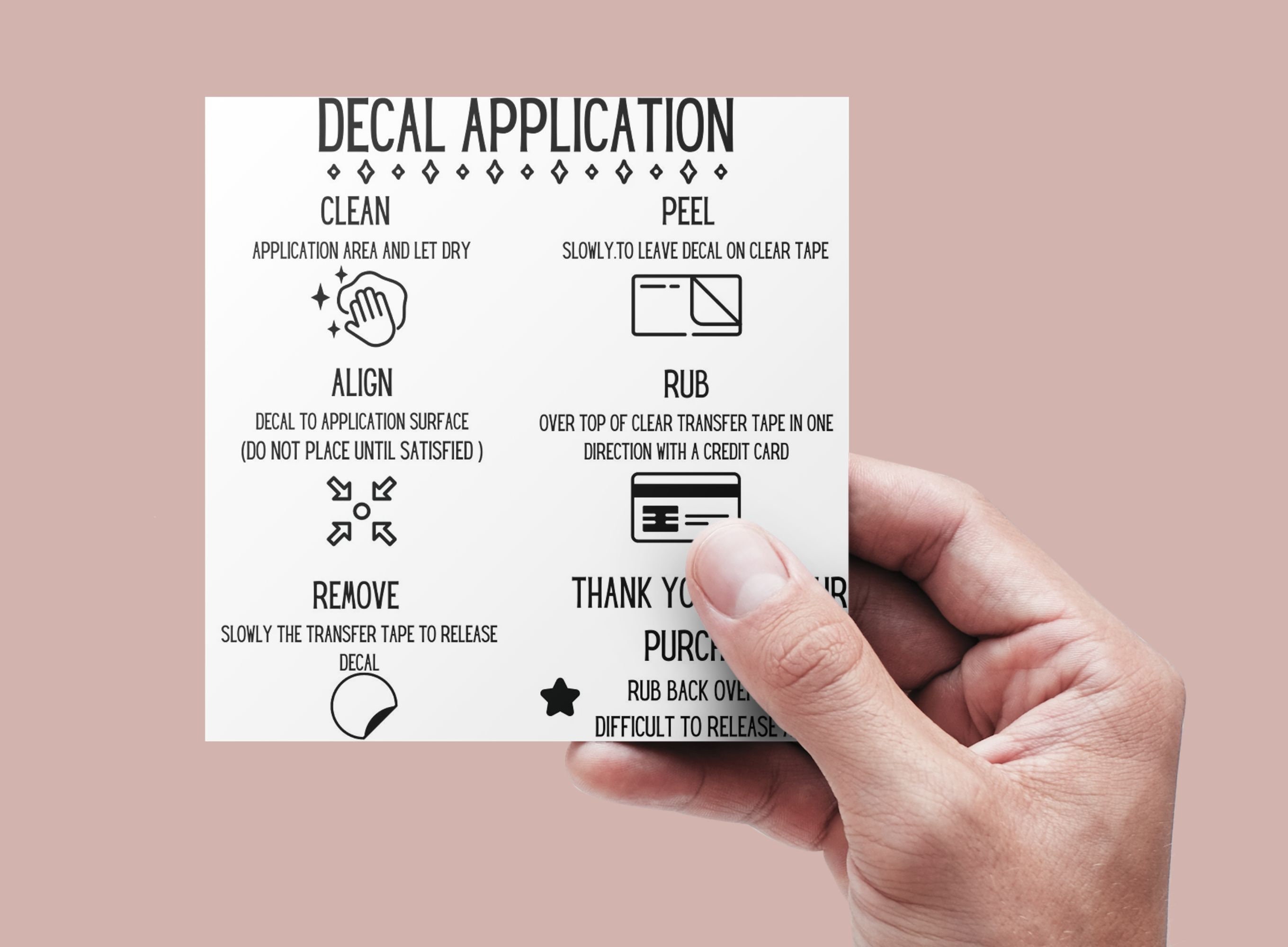 Vinyl Decal Application Card, Small Business Supplies, Digital File, Ready to Print, Instant ...