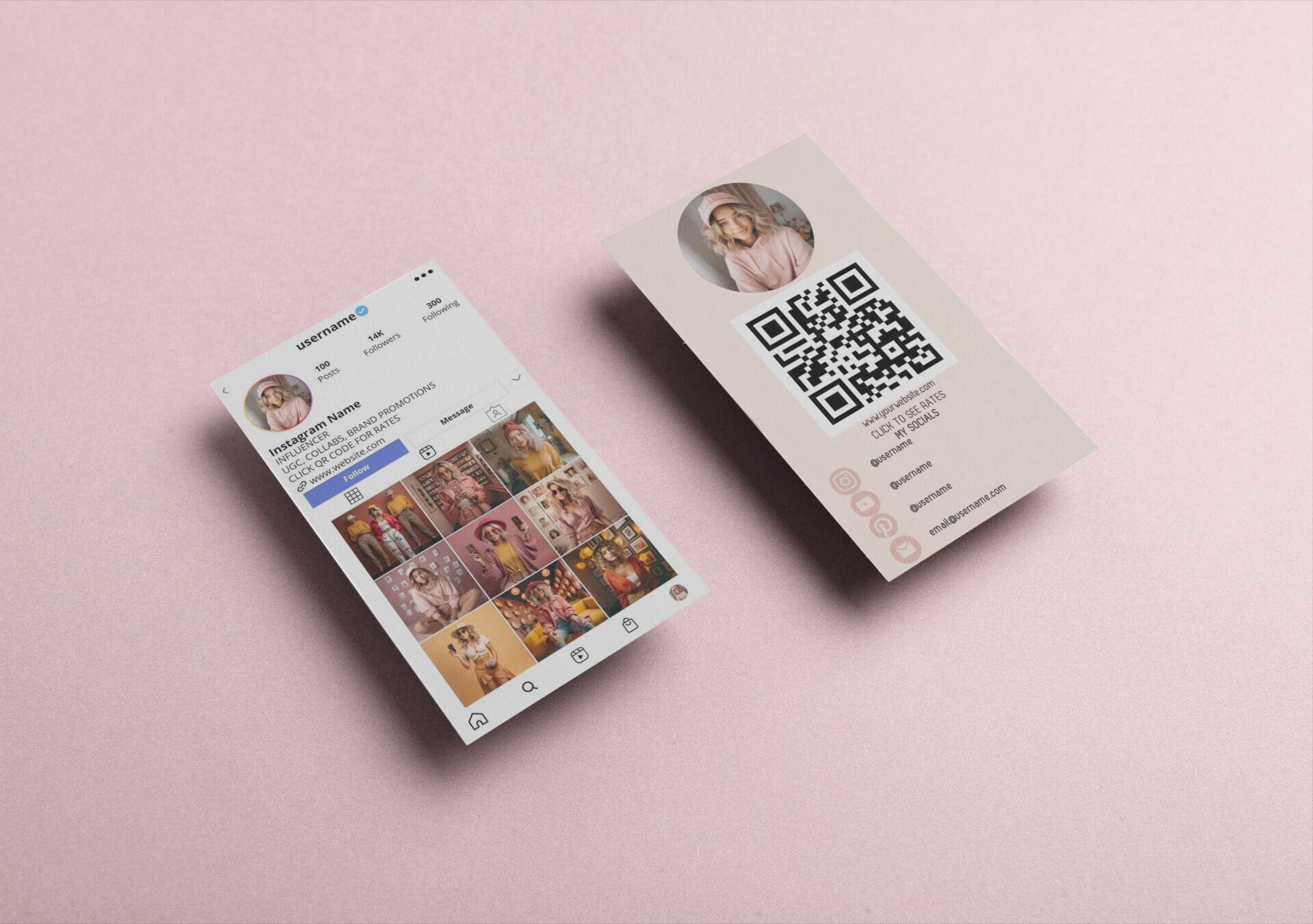 Instagram Business Card Template, IG Influencer Cards,qr Code Business ...